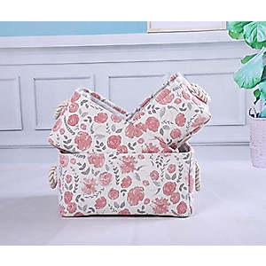 MAIZMZ Rectangular Storage Basket Collapsible Organizer Bin Thick Toy Box for Organizing Home/Dorm/Kitchen/Pet/Office/Closet/Shelf/Gift Baskets(rose)