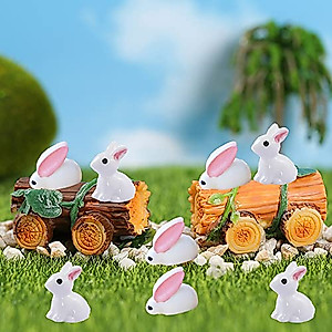 AWEELON 120PCS Miniature Rabbit Figurines, Mini Resin Rabbits Fairy Garden Miniature Moss Landscape DIY Terrarium Crafts Ornament Accessories for Home Décor