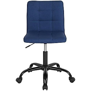 Pemberly Row Contemporary Mid Back Tufted Swivel Office Chair in Blue