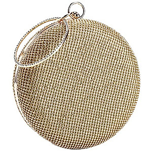 UBORSE Round Rhinestones Clutch Evening Bags for Women Gold Formal Bridal Wedding Clutch Purse Prom Cocktail Party Handbags