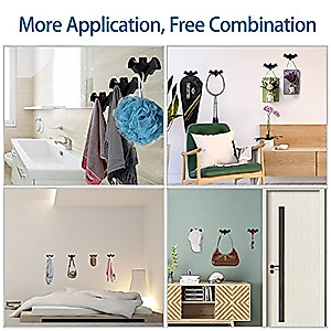 Gothvanity Bat Key Holder for Wall 4 Pack - Multifunctional Wall Hooks- Gothic Decor for Kitchen Bathroom Living Room or Bedroom- Wood - 5 x 2.5 Inches - Black - Spooky Gifts