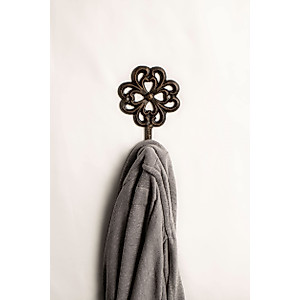 FantasHome Wall Mounted Cast Iron Home Décor Single Hook (Stylized Flower)