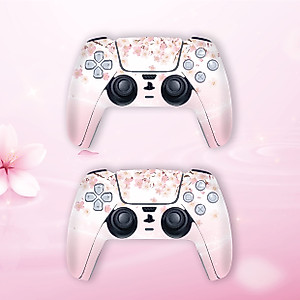 BelugaDesign Sakura Cat Skin PS5 | Anime Moon Heart Cherry Blossom Japanese | Cute Kawaii Vinyl Cover Wrap Sticker Console Controller | Compatible with Sony PlayStation 5 (PS5 Disc, Pink White)