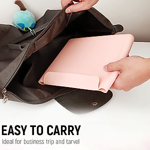 HiBidder Silicone Makeup Bag, Slim Toiletry Cosmetic Bag for Travel, Flat Makeup Bag with Double Magnetic Buckle Flap for Makeup Tools Organizer