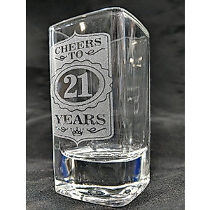 Single Personalized 21st Shot Glass Cheers to 21 Years Glass Custom Engraved Birthday College Party Gift Anniversary for 30th 40th 50th 60th 70th 80th Celebration Gift