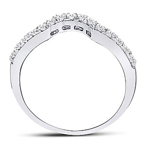 FB Jewels 14K White Gold Womens Round Diamond Curved Wedding Band Ring 1/4 Cttw Size 6