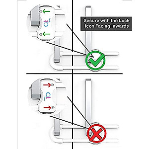 QT BABY Baby Proofing Cabinet Locks | Adjustable U Shaped Baby Safety Latches for Drawers, Fridge, Closet |Modern Baby Proofing Cabinet Lock with Extra Secure Lock Buttons (Pack of 4)