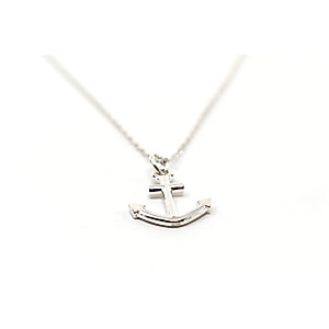 Dote Dainty Anchor Pendant Genuine .925 Sterling Silver Necklace 16-18" Adjustable Chain