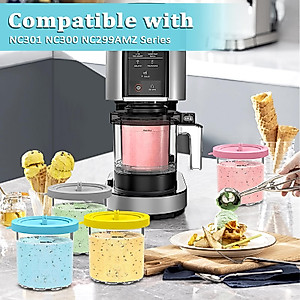 Ice Cream Pint Containers for Ninja Creami Pints and Lids-2 Pack & 4 Pack, 16oz Creamy Storage Containers Compatible with NC301 NC300 NC299AMZ Series Ice Cream Maker, BPA-Free, Dishwasher Safe