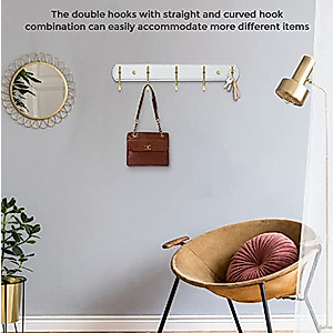 Mndstek Coat Rack Wall Mount, Small Leather Wall Hooks, Coat Hooks with 5 Hooks, Entryway Hanging Coat Rack Hat Racks Hooks for Bathroom, Bedroom, Closet Room