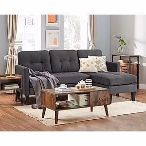 TITIMO Convertible Sectional Sofa Couch,Modern Linen Fabric L-Shape Couch,Living Room Sets for Small Living Room, Apartment and Small Space (Grey)