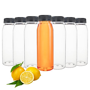 zmybcpack 24 Pack 8oz (250 ml) Clear PET Plastic Juice Bottles with Caps - Bulk Beverage Containers with Tamper Evident Lids- Plastic Smoothie Bottles for Juice, Milk, Homemade Beverage