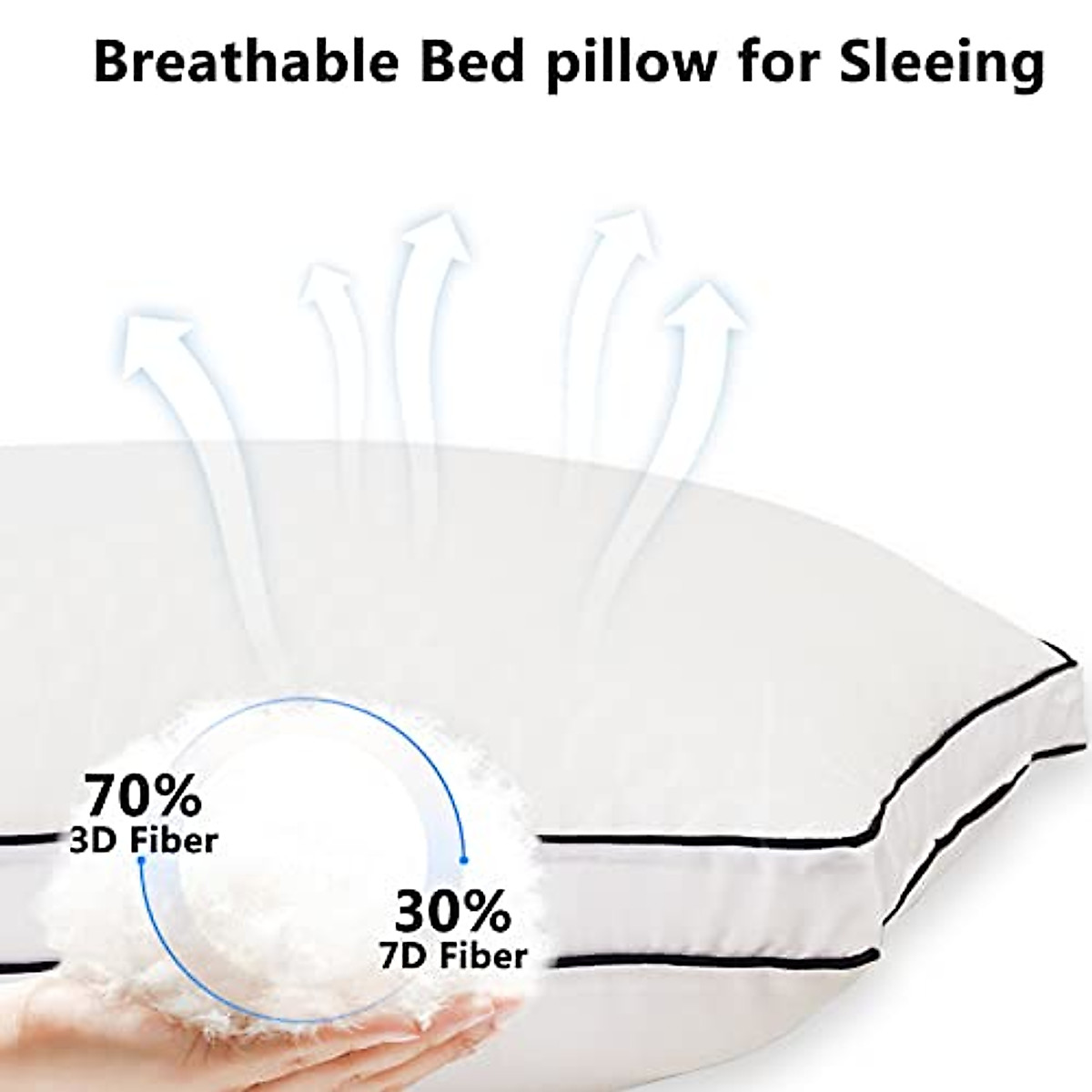 Gehannah Bed Pillows for Sleeping(2 Pack) - King Size Set of 2, Cooling Luxury Plush Soft Pillow with Home and Hotel, Breathable Microfiber Cover Skin-Friendly Pillows for Side Back Sleepers