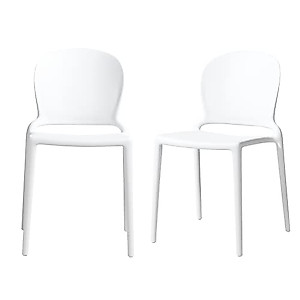 LESHI Dining Chair Modern Kitchen Dining Room Chairs Minimalist Style Creative Design- Set of 2, Premium Plastic, White