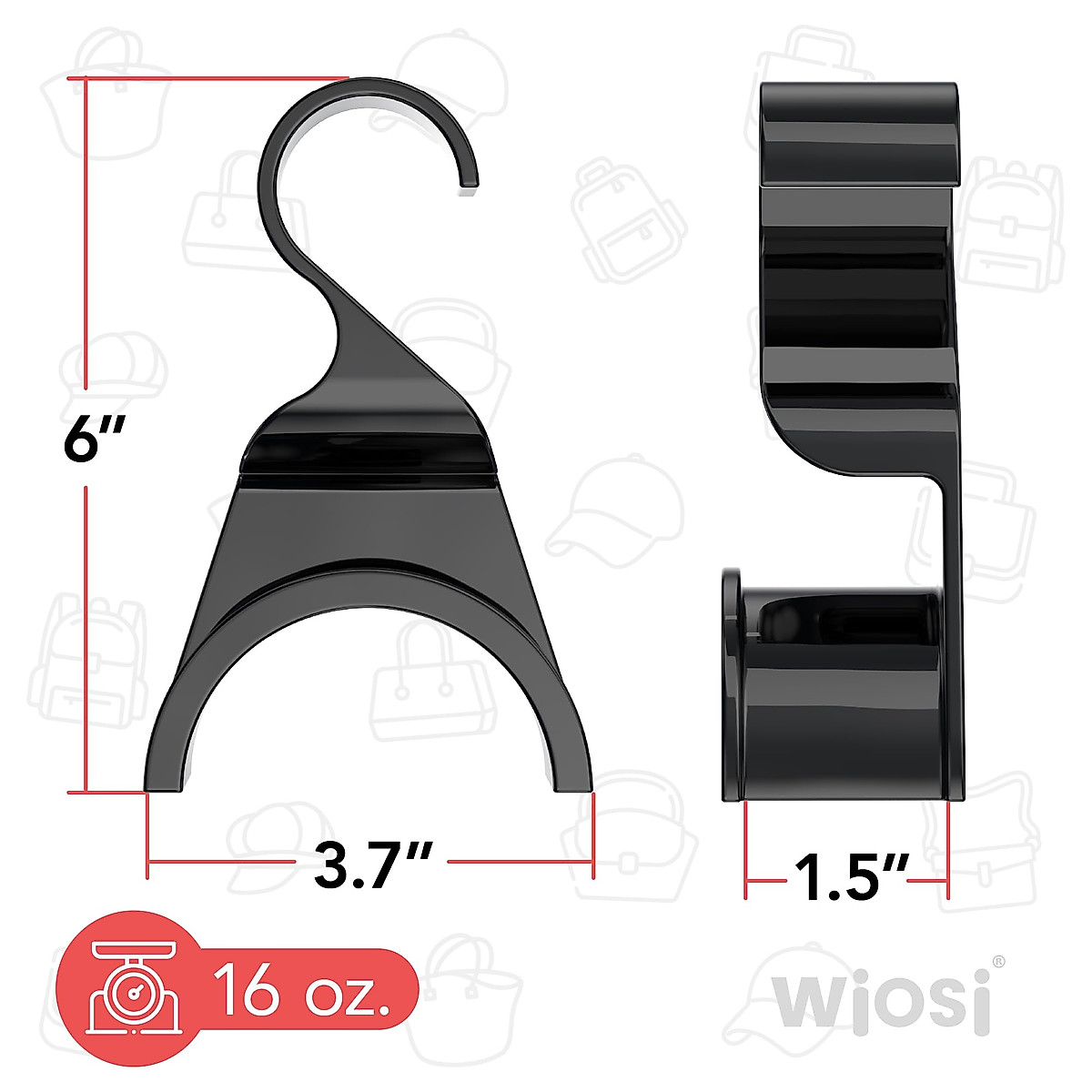 Wiosi Premium Black Purse Hanger Closet Set of 3 - Durable Acrylic Organizers and Storage Bag Hanger for Luxury Closet - Purse Hanger Holder for Handbags, Premium Backpack Purse Hooks