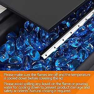 Yaheetech 43 Inch 50,000 BTU Gas Fire Pit with Ceramic Tabletop and & Steel Base for Outdoor/Patio/Party/Bonfire, Rectangle Propane Fire Pit Table with Rain Cover for Outside Heating, Black