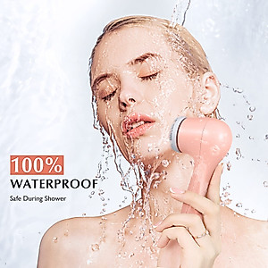 Facial Cleansing Brush Face Scrubber: Electric Exfoliating Spin Scrubber IPX7 Waterproof Silicone Skin Cleaning USB Rechargeable Spinning Rotating Washer Proactive System