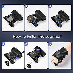 Eyoyo Wearable Glove 1D Bluetooth Barcode Scanner, Left&Right Hand Wearable,1D Finger Trigger Wireless Bar Code Reader Inventory with Retractable Lanyard Compatible with iPhone iPad Android Tablet