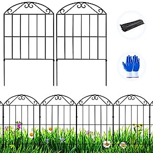 COLRASN Decorative Garden Fence, 19 Pack Garden Fence Border, Total 19ft (L) x 24in (H) Outdoor Metal Garden Edging Fence, Flower Bed Fencing for Landscape Patio, Plant, Outdoor Decor, Arched