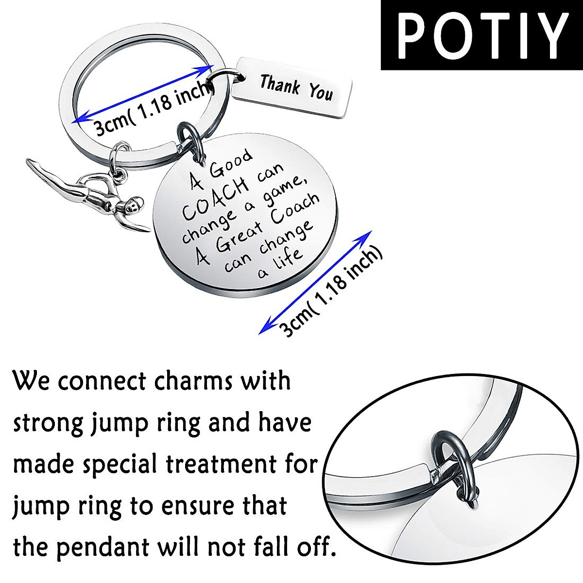 POTIY Coach Appreciation Gift Swimming Coach Keychain A Good Coach Can Change A Game Swimming Jewelry Swimming Gift Thank You Gift for Swimming Coaches (Swimming Coach Keychain)