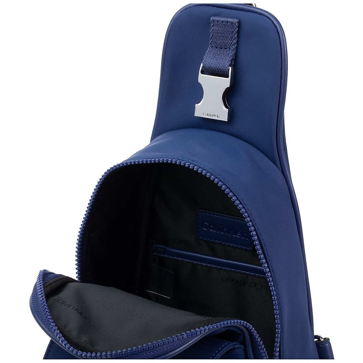 Calvin Klein Shay Organizational Sling Backpack, Black/Silver,One Size