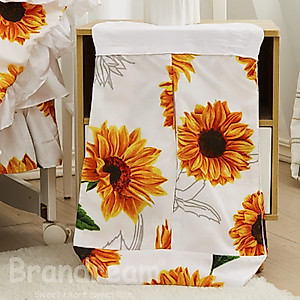 Brandream Nursery Bedding Farmhouse Floral Baby Bedding Yellow White Crib Blanket Set Sunflower Girls Boho Fitted Sheet,6 Piece