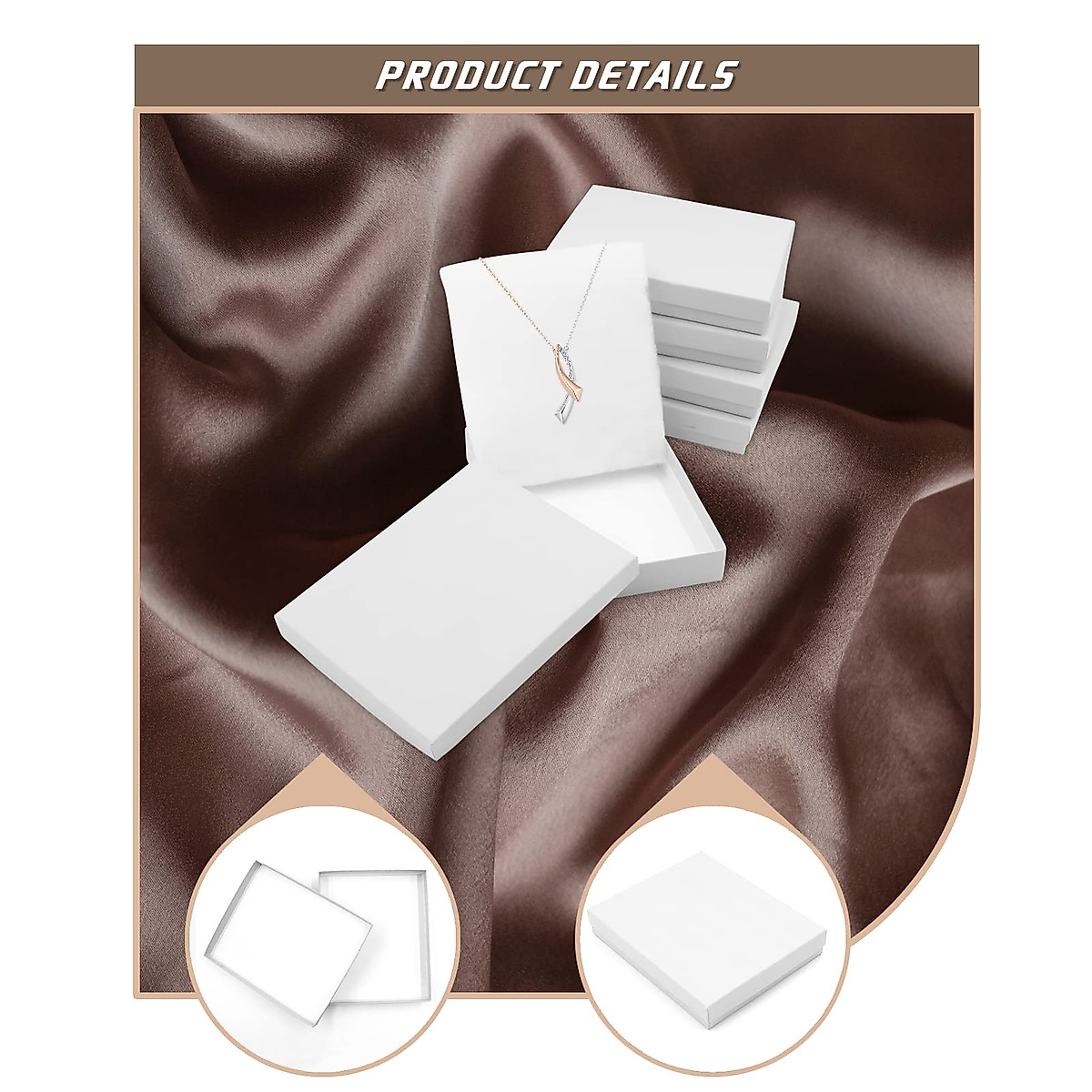 opaprain Cardboard Jewelry White Gift Boxes 10 Pack6x5×1 inches, its apply to displaying necklaces, rings, bracelets, earrings