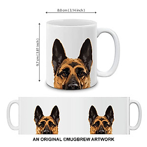 MUGBREW Black Tan German Shepherd Dog Ceramic Coffee Mug Tea Cup, 11 OZ