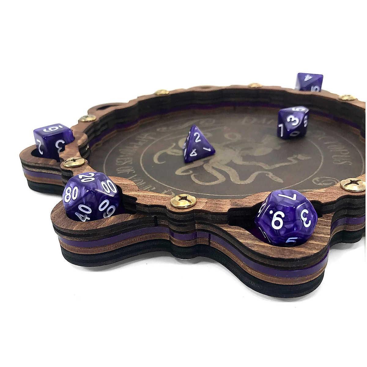 C4Labs 9" Padded Vegan Leather Dapper Octopus Dice Tray - Purple