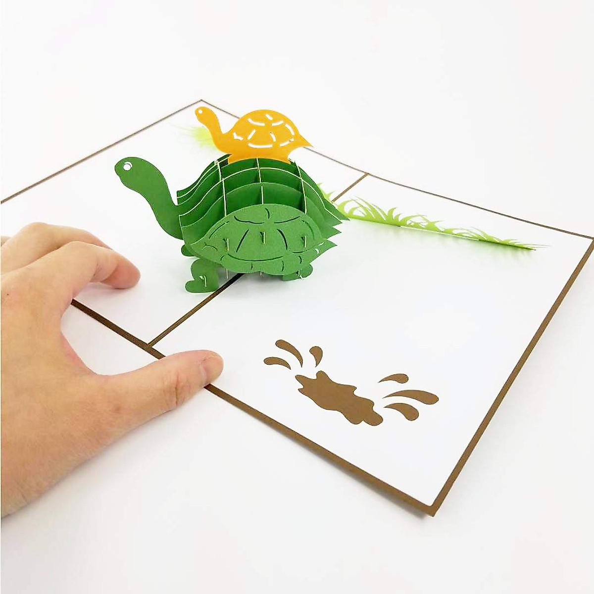 POP CARD EXPRESS Turtle Theme 3D Pop Up Greeting Card - Mother's Day Card, Thank You Mom Card, Father's Day Card, Thank You Dad Card (Turtles Pop Up Card)