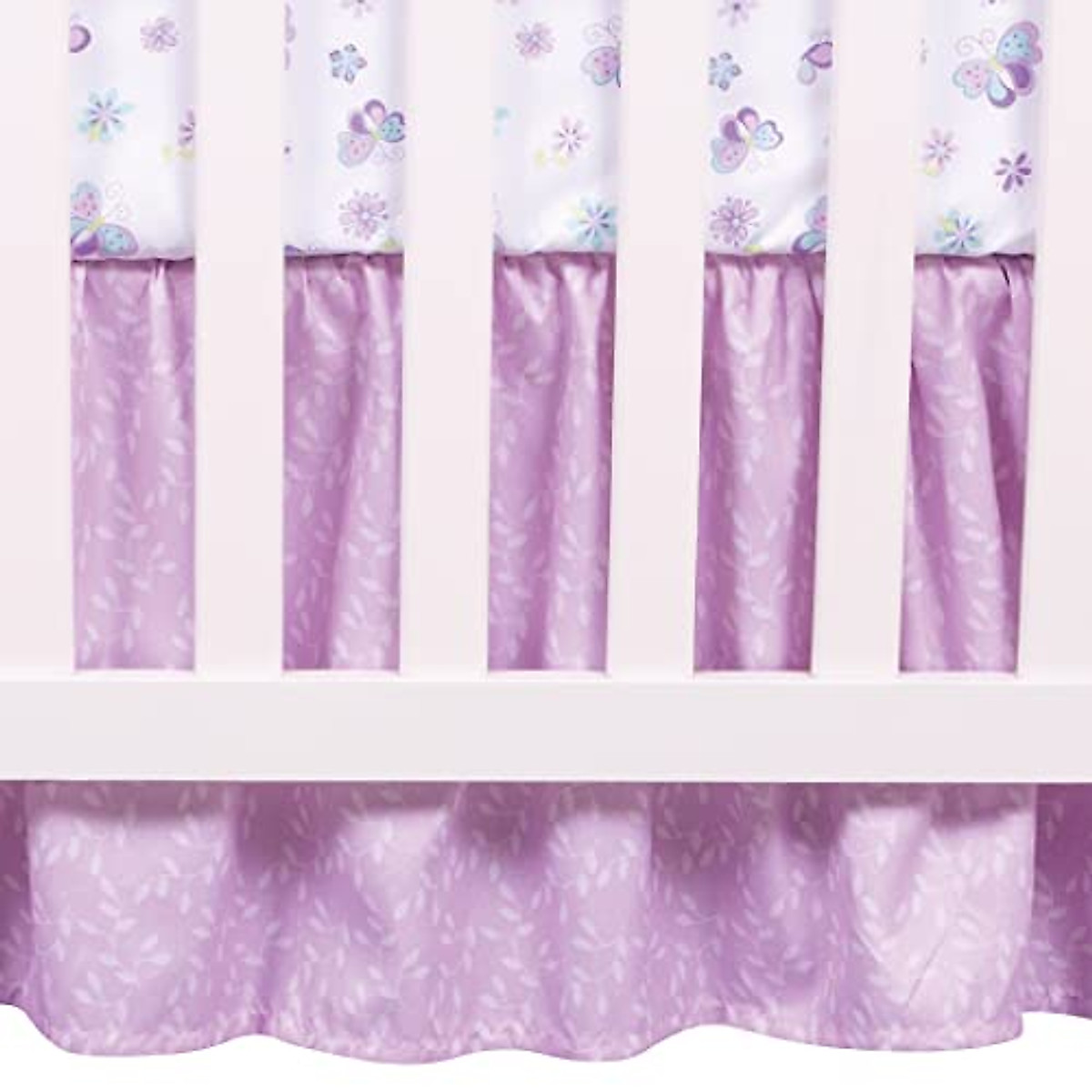 Sammy & Lou Butterfly Meadow 4-Piece Baby Nursery Crib Bedding Set for Girls, Includes Quilt, Fitted Crib Sheet, Crib Skirt, and Plush Toy