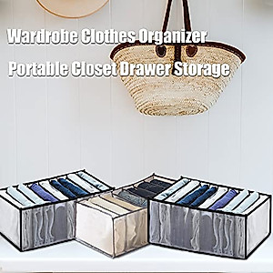 ApTimcity Wardrobe Clothes Organizer, 11 Grid Washable Closet Organizer for Clothing with Compartment Storage Box,Foldable Wardrobe Closet Drawer Bin for Socks,Set of 2 (Grey)