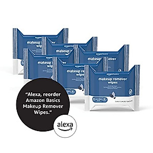 Amazon Basics Make Up Remover Wipes, Original, 25 Count, Pack of 6 (Previously Solimo)