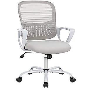 Office Chair, Mid Back Desk Chair1 Ergonomic Mesh Computer Gaming with Larger Seat, Executive Height Adjustable Swivel Task with Lumbar Support Armrest for Women Adults