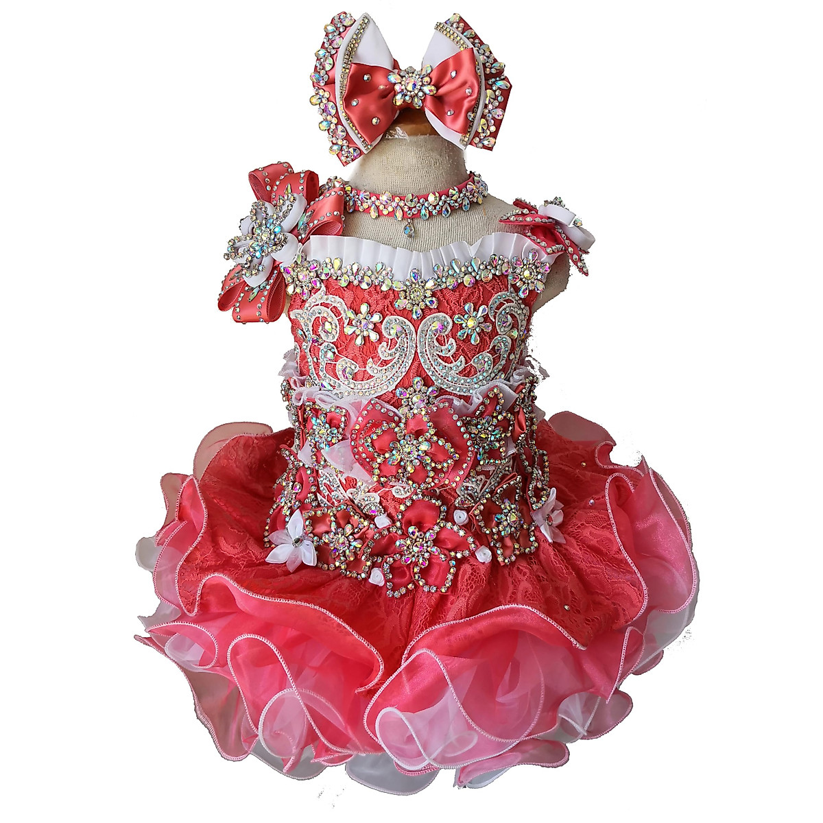 Jenniferwu G016 Infant Toddler Baby Newborn Little Girl's Pageant Party Birthday Dress Peach Size 12-18M
