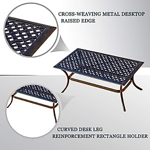 Sports Festival 4 Pieces Outdoor Furniture Patio Conversation Set All Weather Black Metal Armchairs Loveseat with Seat and Back Cushions Rectangle Coffee Table for Deck Lawn Garden (Grey)