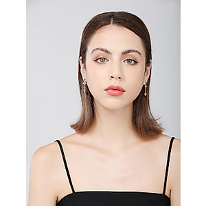 Frwiskp Womens Gold Drop Dangle Earrings, 18K Gold Plated 925 Sterling Silver posts Premium Trendy Cubic Zirconia Dangle Earring, Floral Drop Earring, Hypoallergenic Jewelry, Gifts for Womens Girls