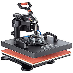 VEVOR Heat Press Machine, 15 x 15 Inch, 6 in 1 Combo Swing Away T-shirt Sublimation Transfer Printer with Teflon Coated, Mug/Hat/Plate Accessories Included, ETL/FCC Certificated, Black(Color may Vary)
