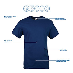 Gildan Heavy Cotton T-Shirt G5000, Navy (10-Pack), X-Large