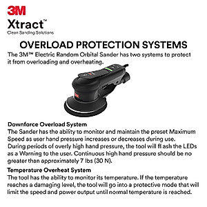 3M Xtract Electric Random Orbital Sander, Ergonomic and Lightweight ROS, 88762, 5 in, Central Vacuum, 3/32 in Orbit, 110V, 350W Motor, Metal Fabrication, Woodworking