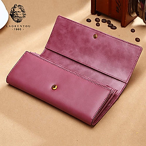 LAORENTOU Clearance Bifold Wallet Women Leather Clutch Purses Checkbook Card Wallets for Women Lady Wallet Zip Around Wallet