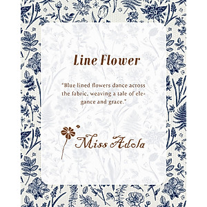 Miss Adola Aesthetic Canvas Tote Bag with Inner Pocket for Women, Cloth Cotton Totes Bag with Pattern for Shopping, Gym, Blue Line Flower