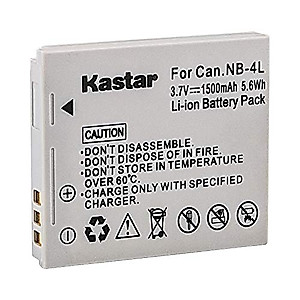 Kastar NB-4L Battery 2-Pack Replacement for Canon PowerShot SD30, SD40, SD200, SD300, SD400 SD430 SD450, SD600 SD630, SD750 SD780, SD940 SD960, SD1000 SD1100 SD1400, TX1, ELPH 100 300 310 331 VIXIA