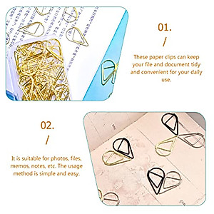 ibasenice Water Drop Paper Clips - 100 Pcs Gold Paper Clips/Metal Paper Clip Holders/Bookmarks Water Drop Shape Gold Paper Clips for Books, Memos, Paper, Posters, Photos