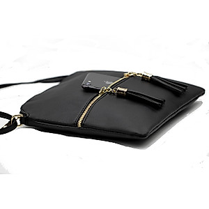 Amaze Medium Crossbody Bag for Women | Shoulder Handbags for Women with Multiple Compartments | PU Leather (Black)