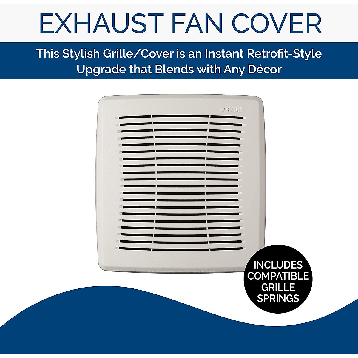 Broan-NuTone FGR101 Replacement Square Bathroom Ventilation Exhaust Fan Grille Cover, White