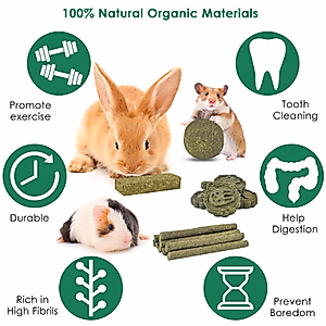 ERKOON 25Pcs Bunny Chew Toys, 100% Natural Timothy Hay Chew Biscuit&Treats Sticks, Chew Toy for Teeth for Rabbit Chinchilla Guinea Pig Hamster Gerbil Squirrel, 8.5oz