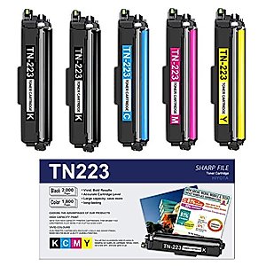 HIYOTA Compatible TN-223BK TN-223C TN-223M TN-223Y Toner Cartridge Replacement for Brother TN223 MFC-L3770CDW HL-3210CW DCP-L3510CDW Printer Toner - (5-Pack, 2BK+1C+1M+1Y)