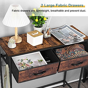 BTY Narrow Console Table Small Entryway Table Industrial + Narrow Console Table with 2 Drawers Small Industrial Entryway Table with Drawers