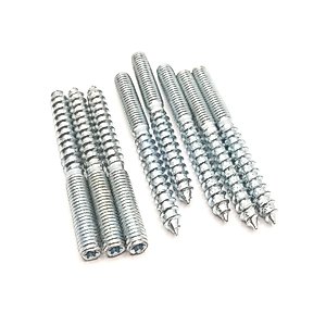 Haozheng Hanger Bolt M6x60 Silvery Double Headed Bolt Self-Tapping Screw for Furniture 8Pcs